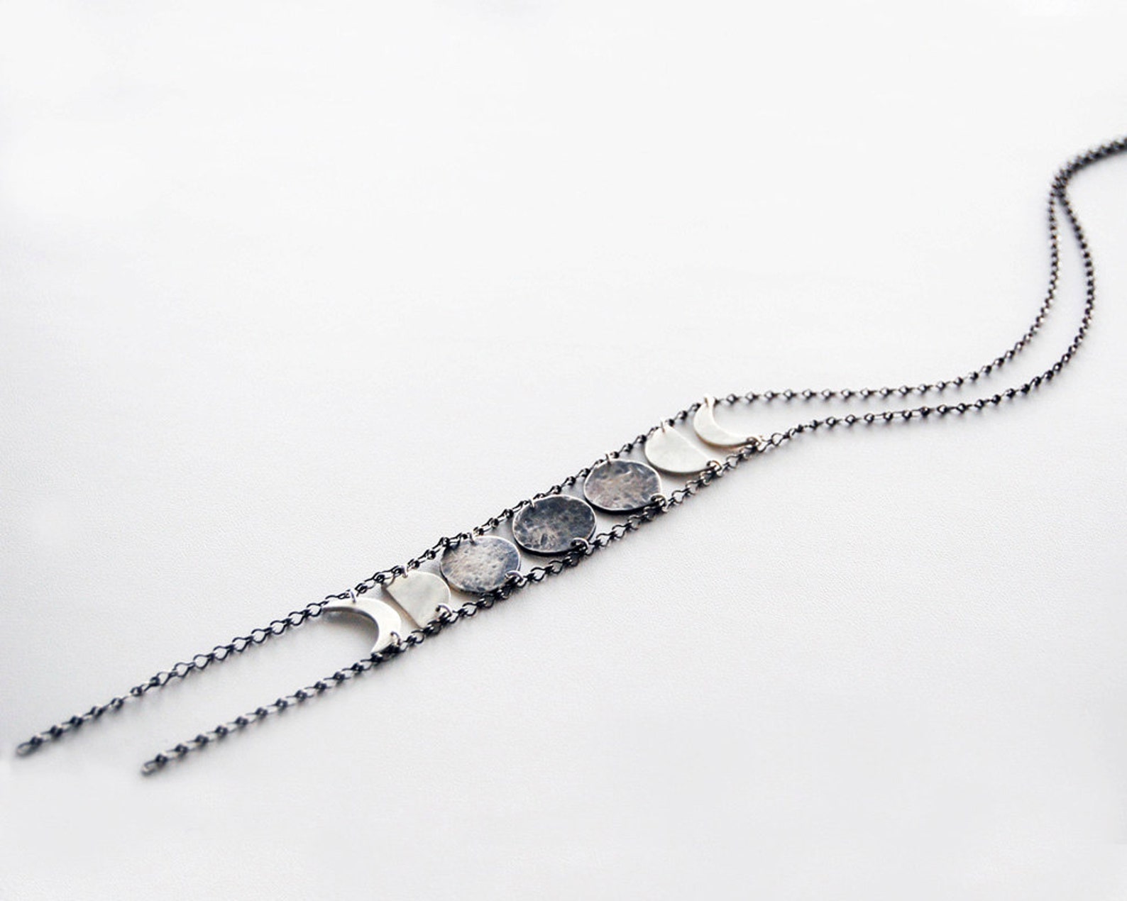 Blood Moon Lunar Eclipse Necklace Moon Phases on Long Chain | Etsy