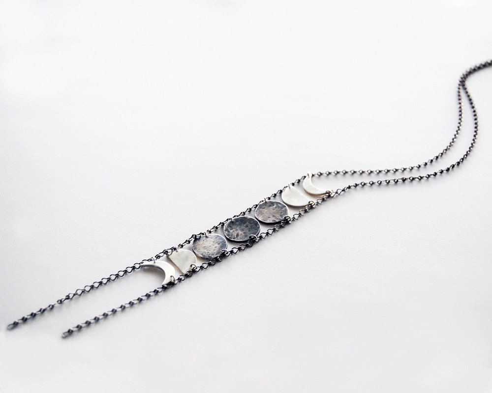 Blood Moon Lunar Eclipse Necklace Moon Phases on Long Chain | Etsy