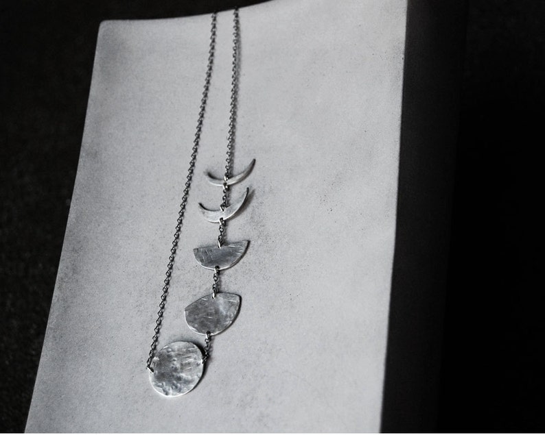 Moon Phases Necklace and Five Moon Cycle Shapes. - Etsy