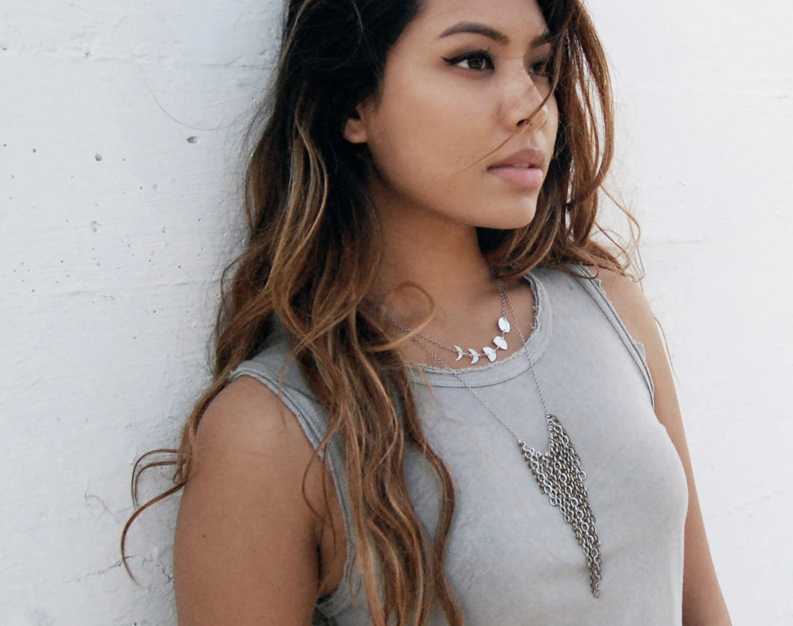 Mixed Metals Long Chain Layering Necklace- Unchained- Waterfall Chain ...