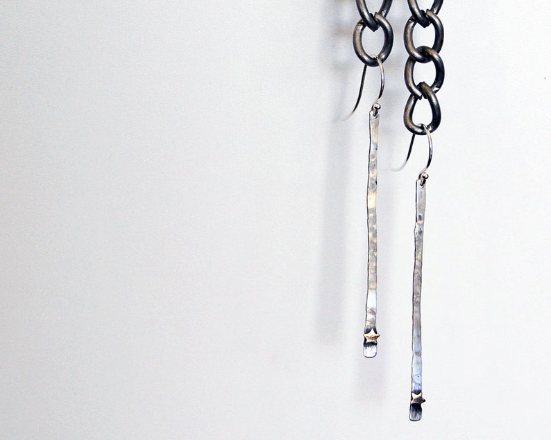 Rock Star Earrings With Brass Star Rivet - Etsy