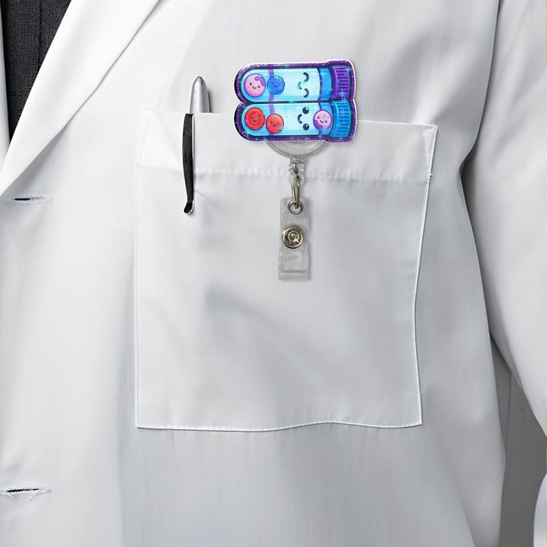 Test Tube Badge Reel Lab Tech ID Holder Phlebotomist Retractable ...