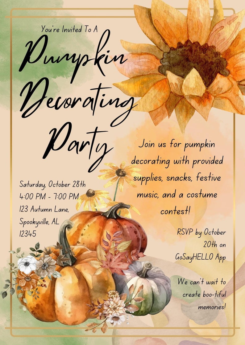 Pumpkin Decorating Party Invitation - Etsy
