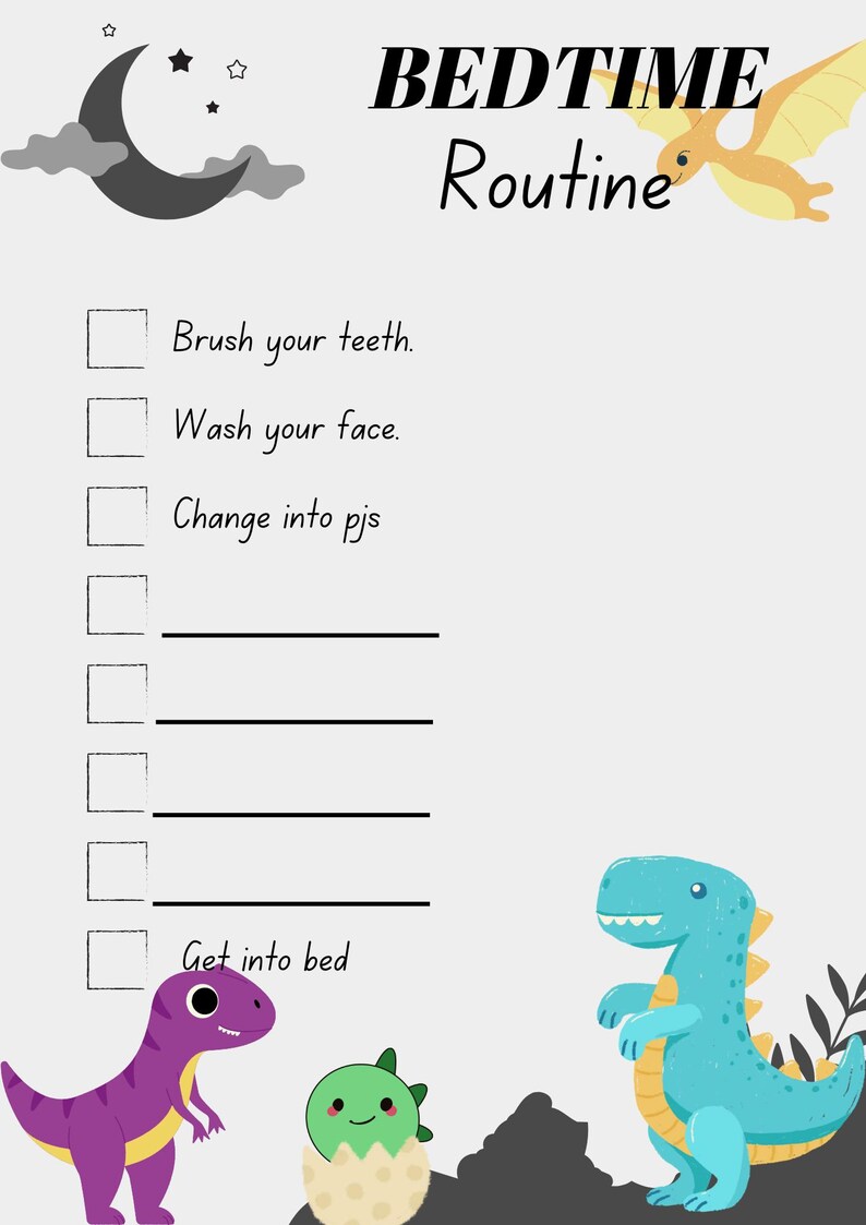 Kids Bedtime Routine Checklist - Etsy