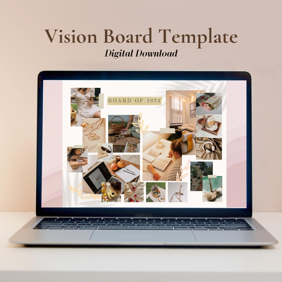 Floral Tape Vision Board Digital Download Template- Mood Board Template ...