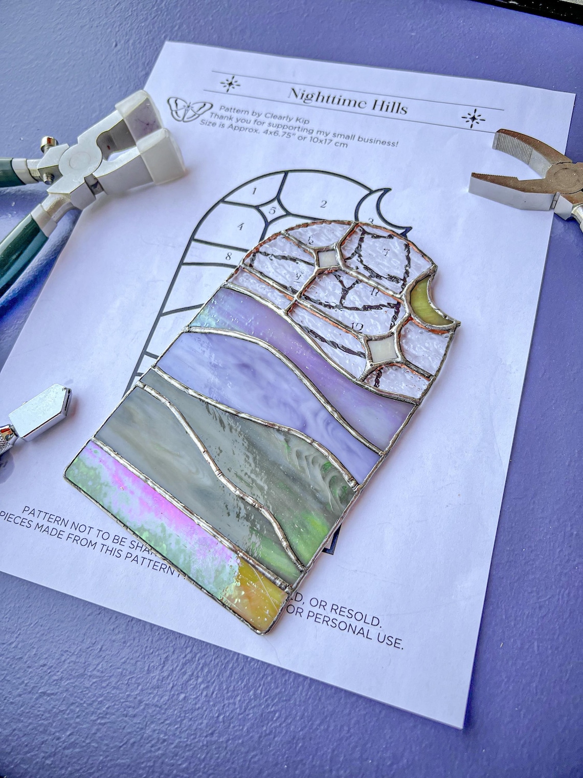 DIGITAL PATTERN Stained Glass Pattern: Landscape at Night - Etsy