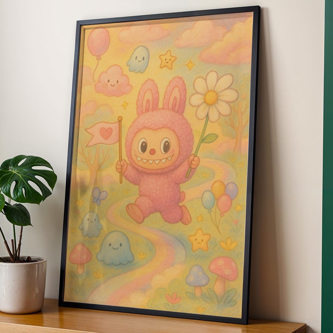 Labubu Poster - Kawaii Wall Art Print - Cute Anime Character Room Decor ...