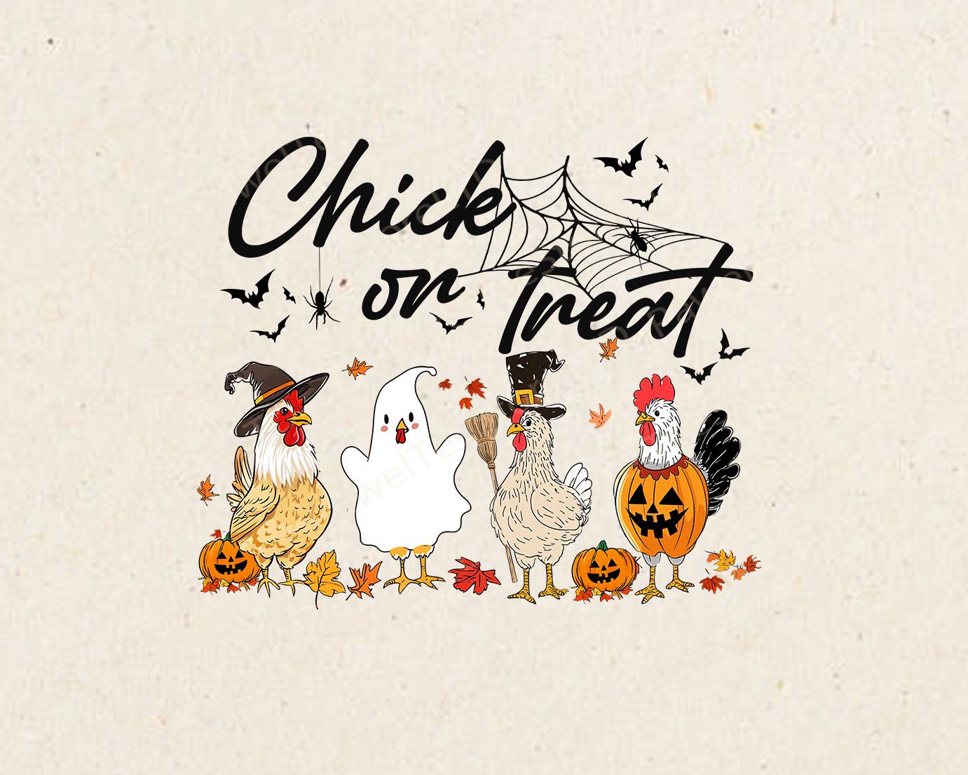Halloween Chick or Treat Png, Halloween Chicken Png, Halloween Funny ...