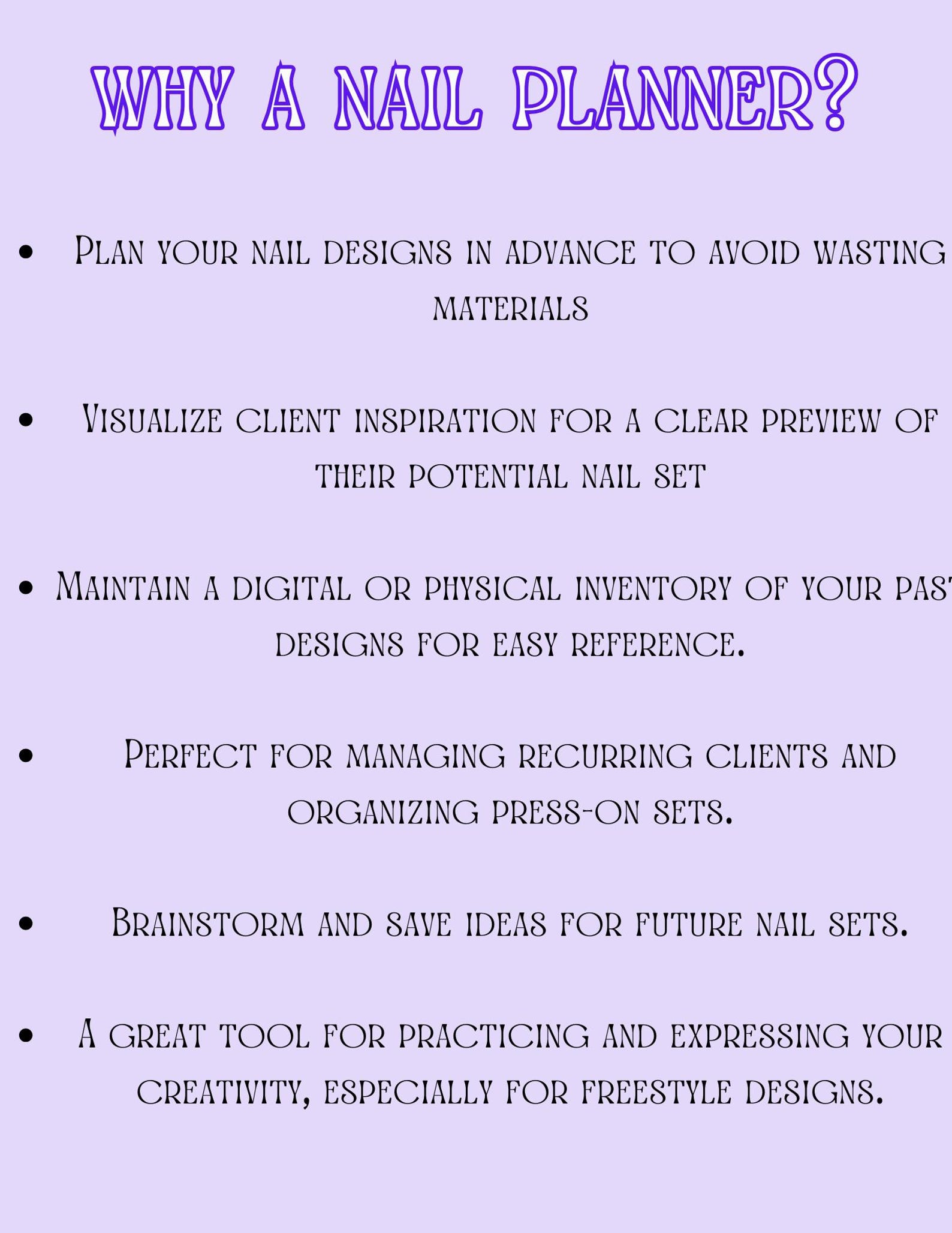 45 Page Digital Nail Planner Template, Sketchbook, Nail Design Planning ...