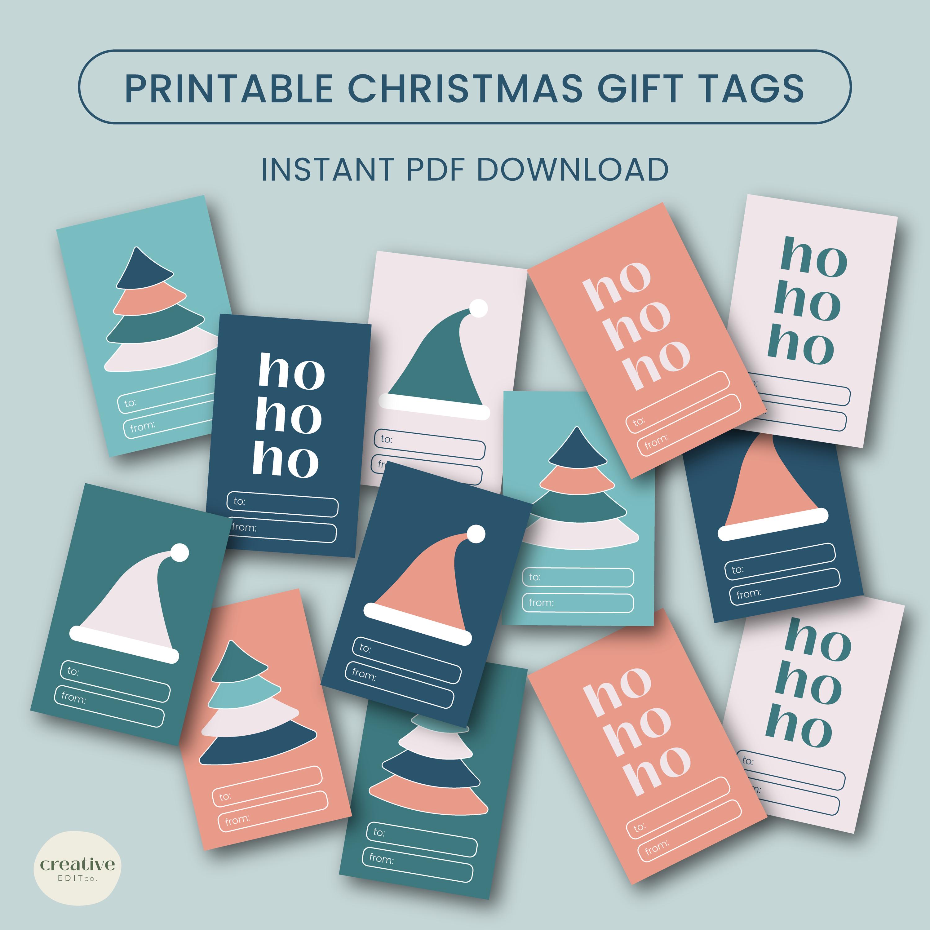 Printable Christmas Gift Tags | Modern, Minimalist Design | Pink, Green ...