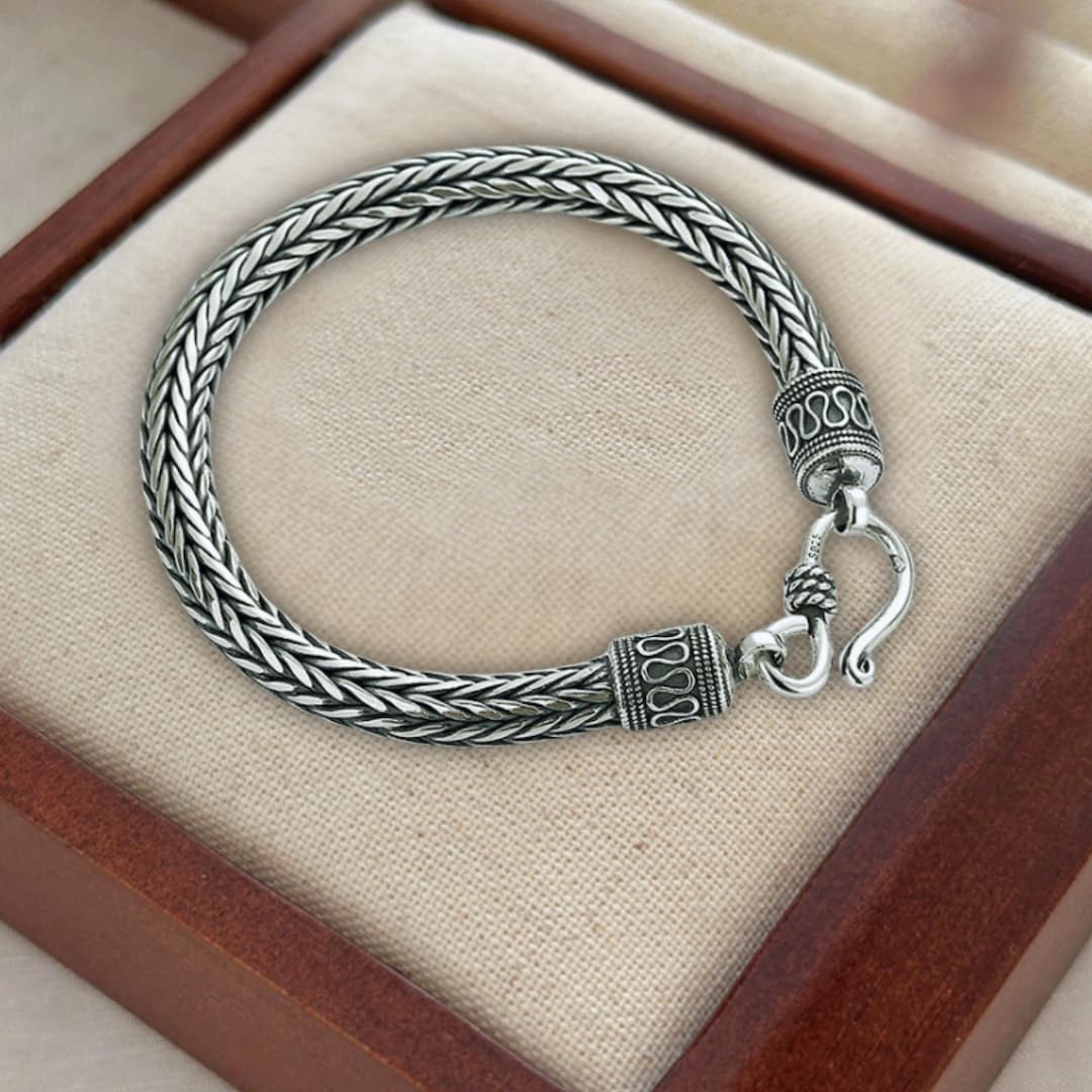 Vintage Knot Thai Silver Bracelet Solid 925 Sterling Silver Mens Jewelry - Etsy
