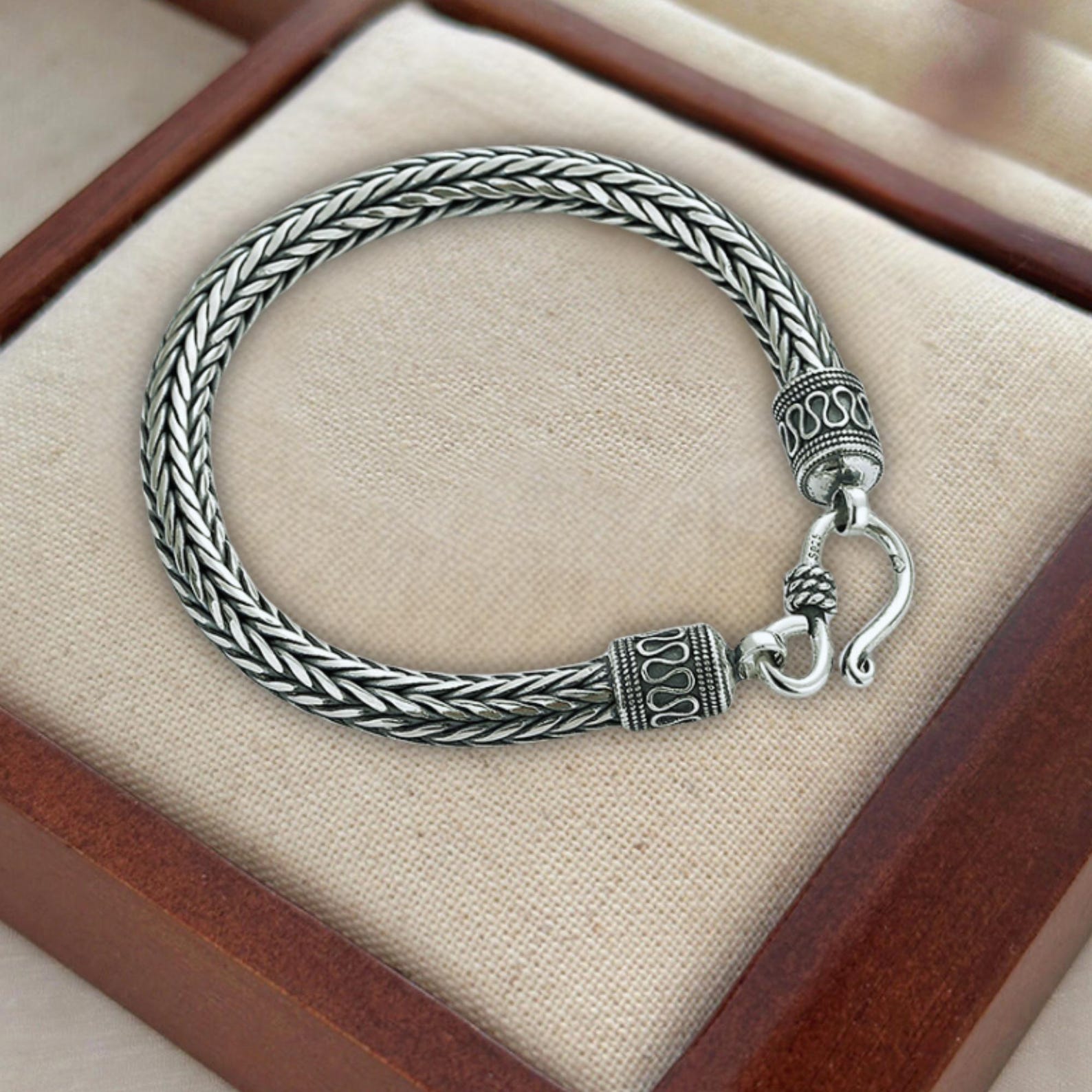 Vintage Knot Thai Silver Bracelet Solid 925 Sterling Silver Mens ...