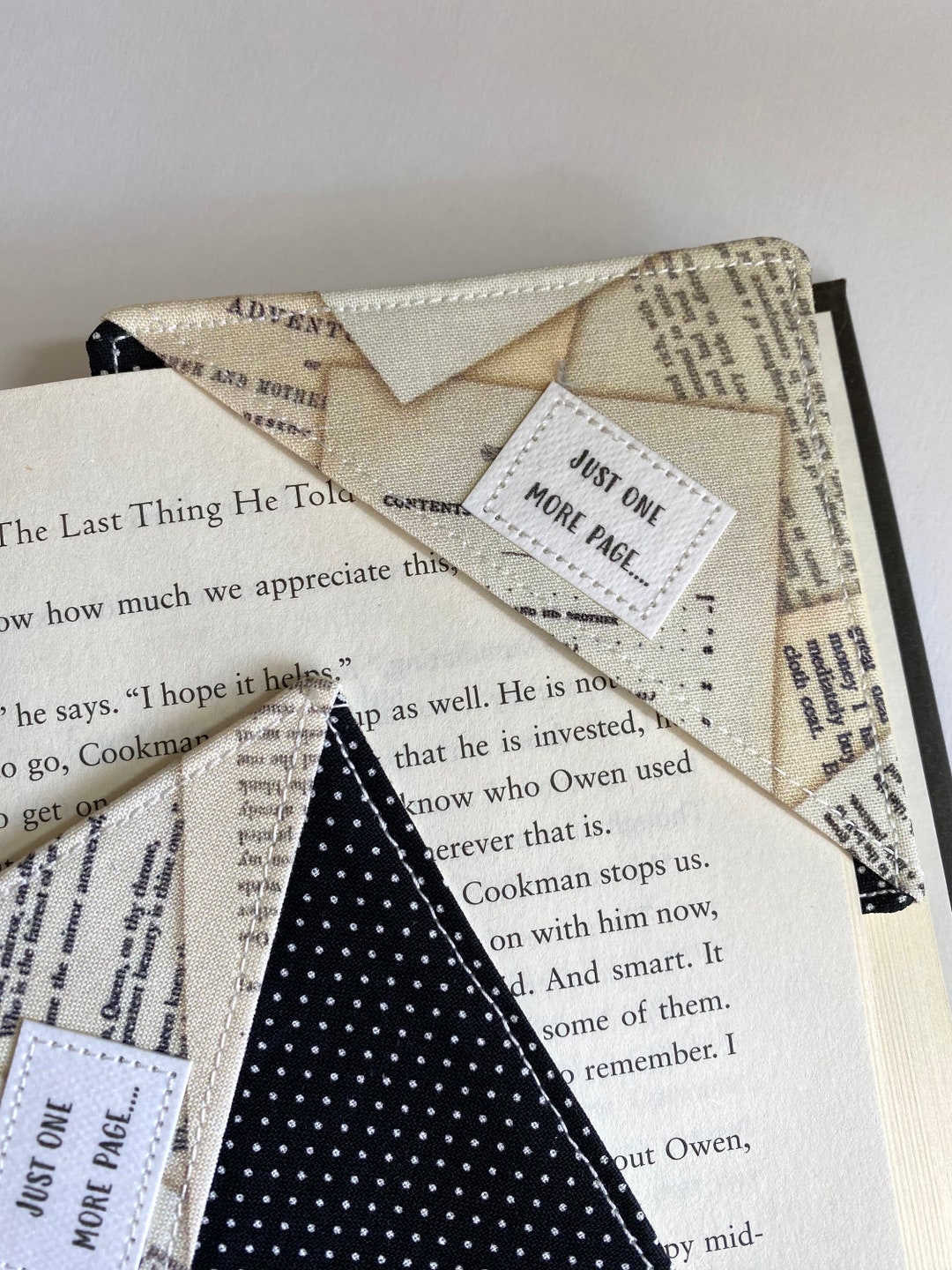 Corner Bookmark, Just One More Page, Fabric Bookmark Gift, Gift Under ...