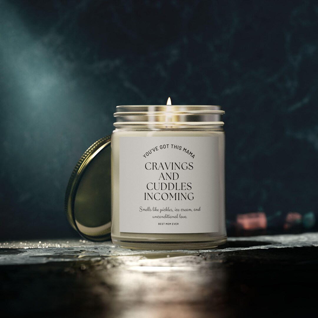 Cravings and Cuddles Incoming, Pregnancy Themed Candle, Mom to Be, Baby ...