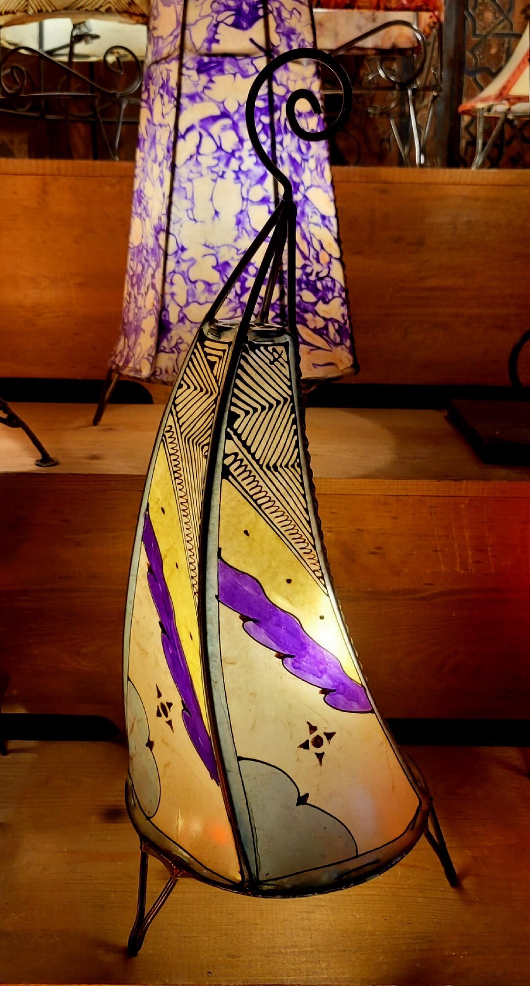 20" Multicolor Moroccan Goat Skin / Henna Lamp - Etsy