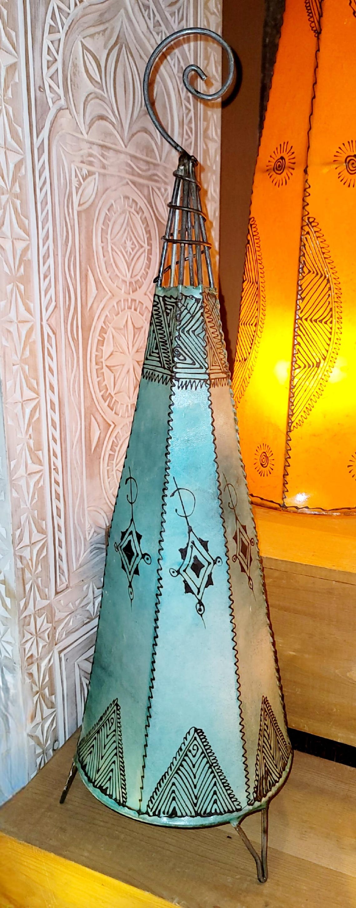 27 Turquoise Moroccan Goat Skin / Henna Lamp - Etsy