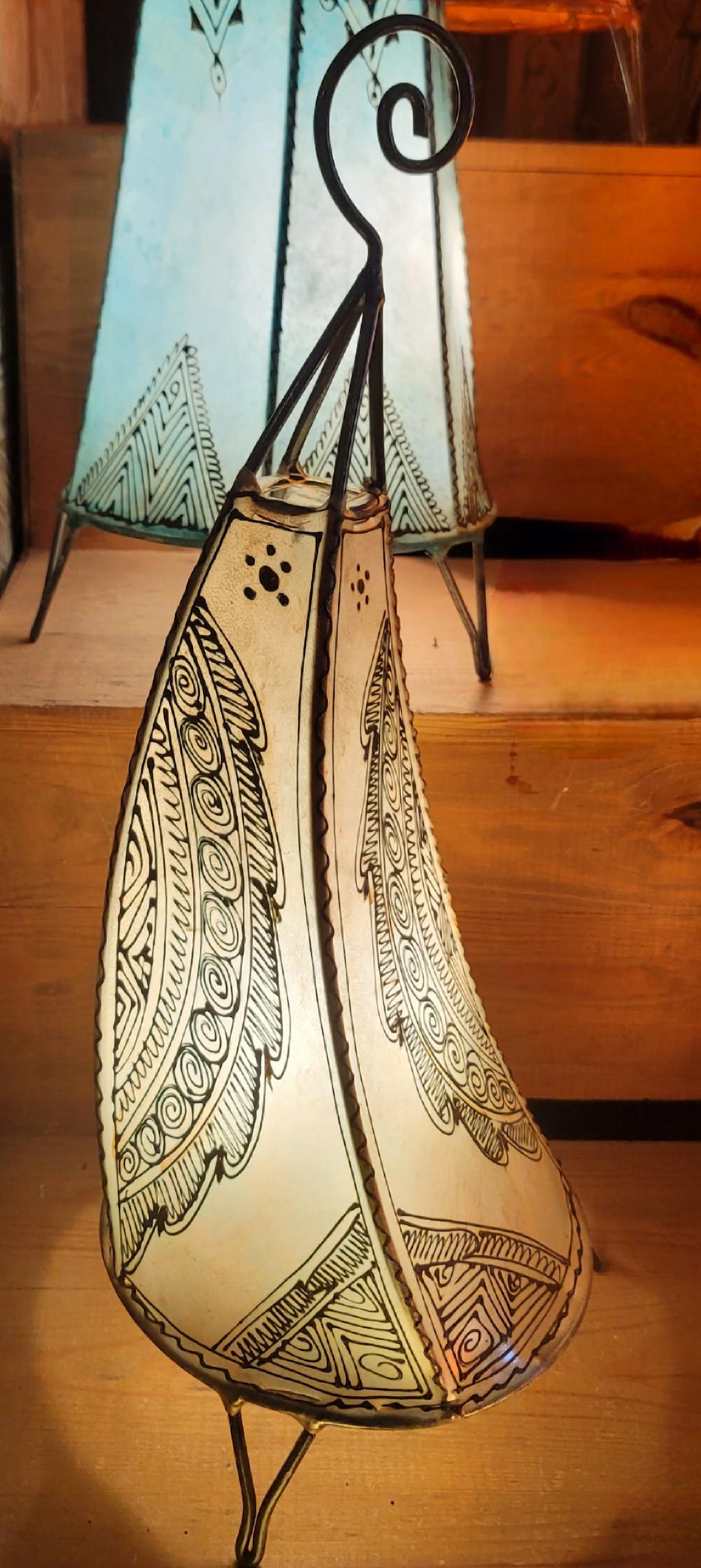 20 Light Turquoise Moroccan Goat Skin / Henna Lamp - Etsy