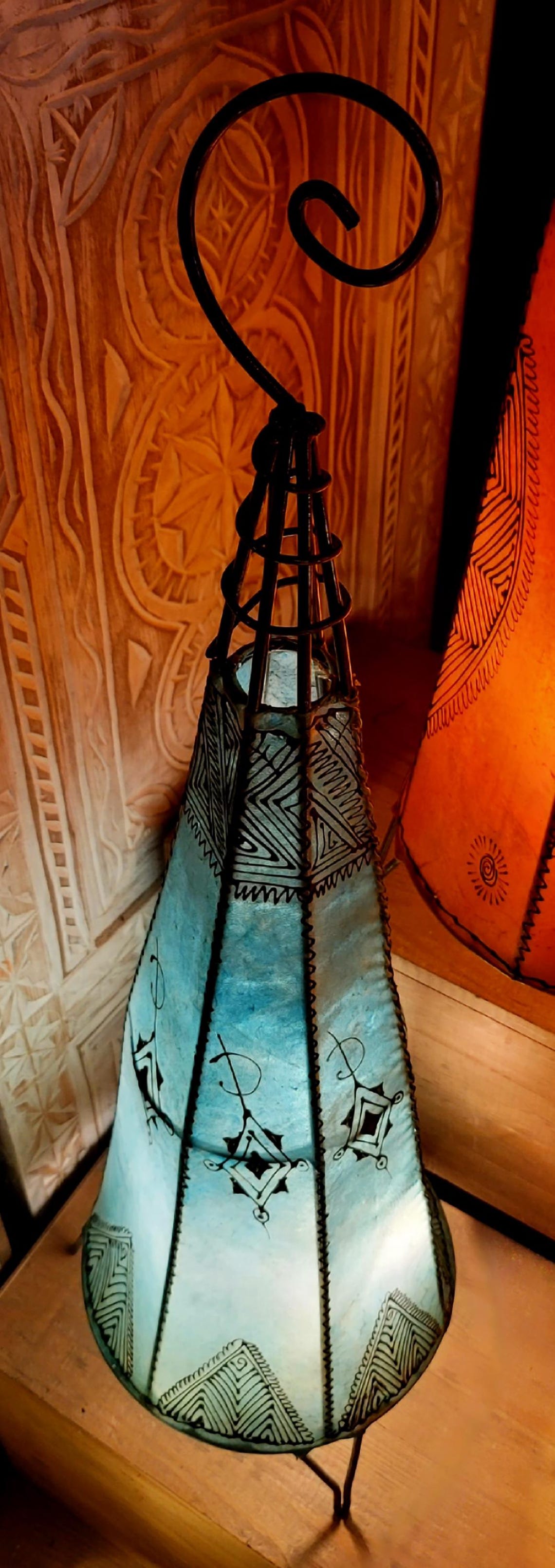27 Turquoise Moroccan Goat Skin / Henna Lamp - Etsy