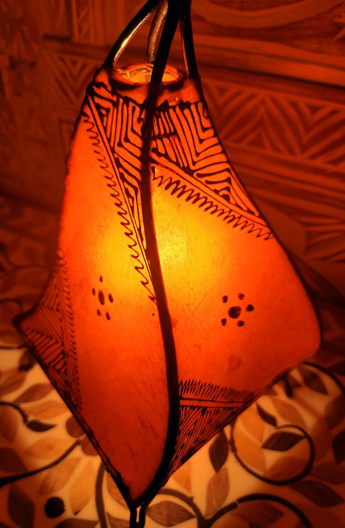 14 Orange Moroccan Goat Skin / Henna Lamp - Etsy