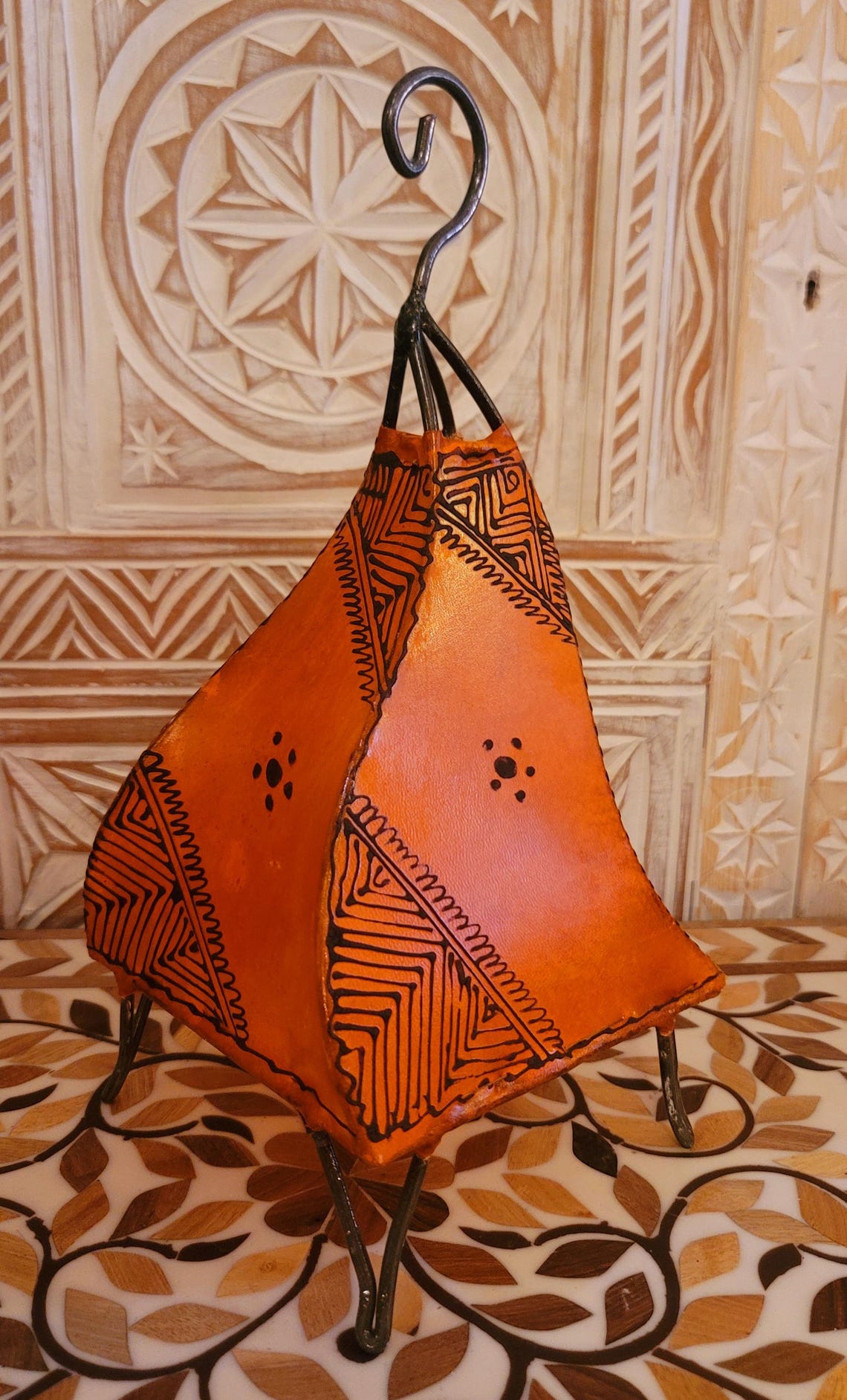 14 Orange Moroccan Goat Skin / Henna Lamp - Etsy