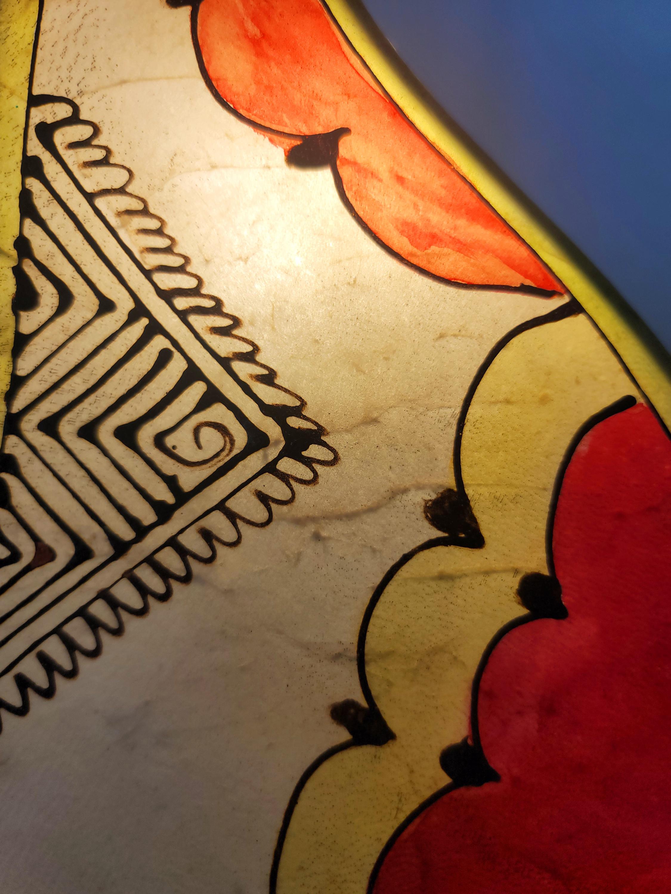 14" Multicolor Moroccan Goat Skin / Henna Lamp - Etsy