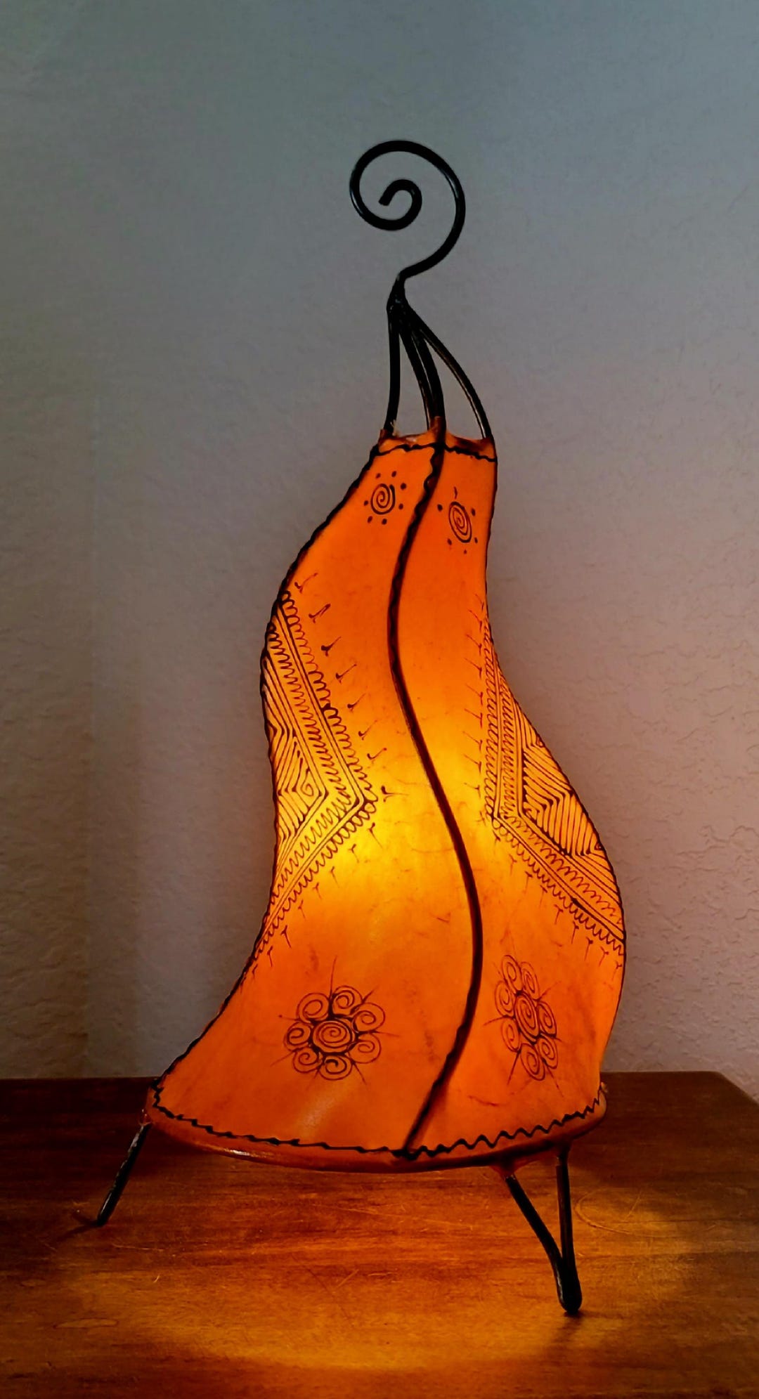 20 All Orange Moroccan Goat Skin / Henna Lamp - Etsy
