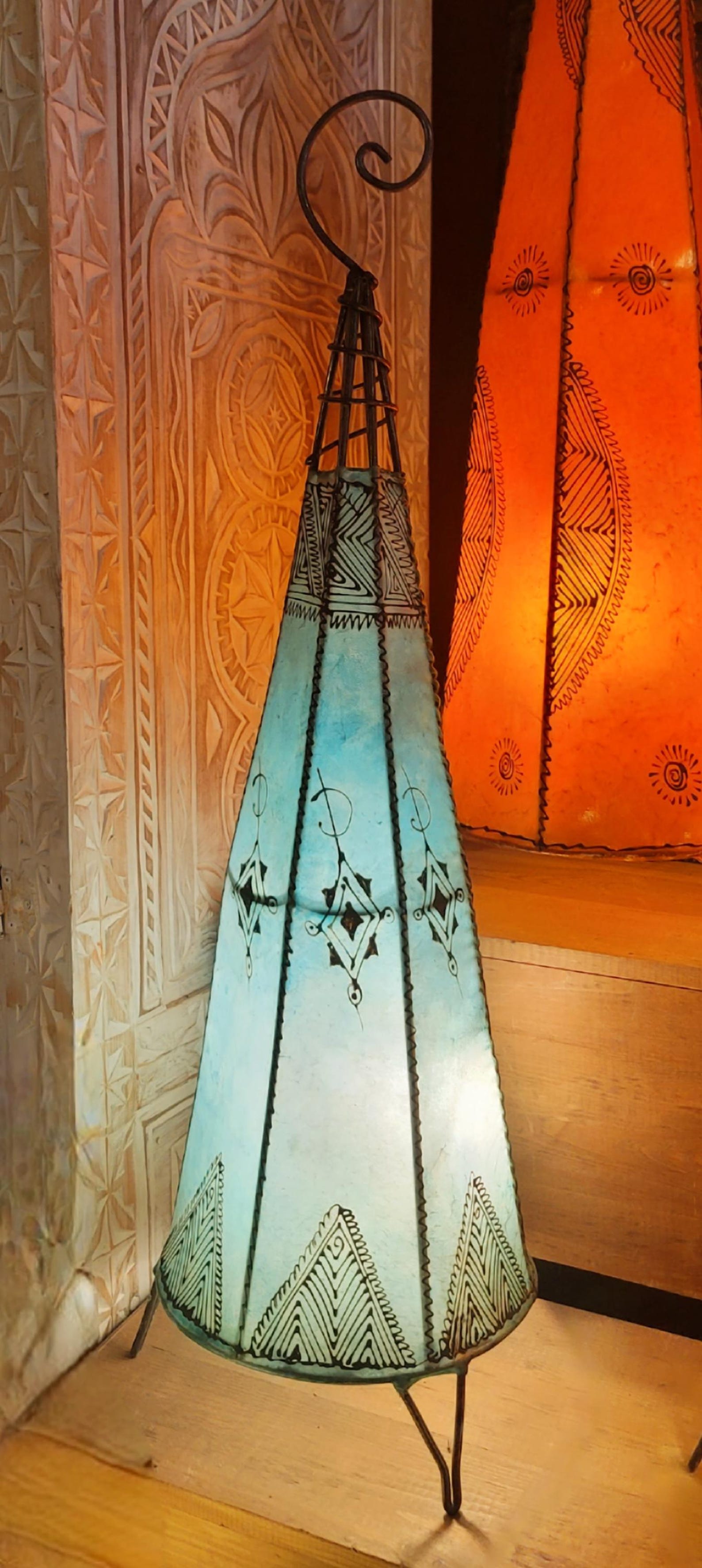 27 Turquoise Moroccan Goat Skin / Henna Lamp - Etsy