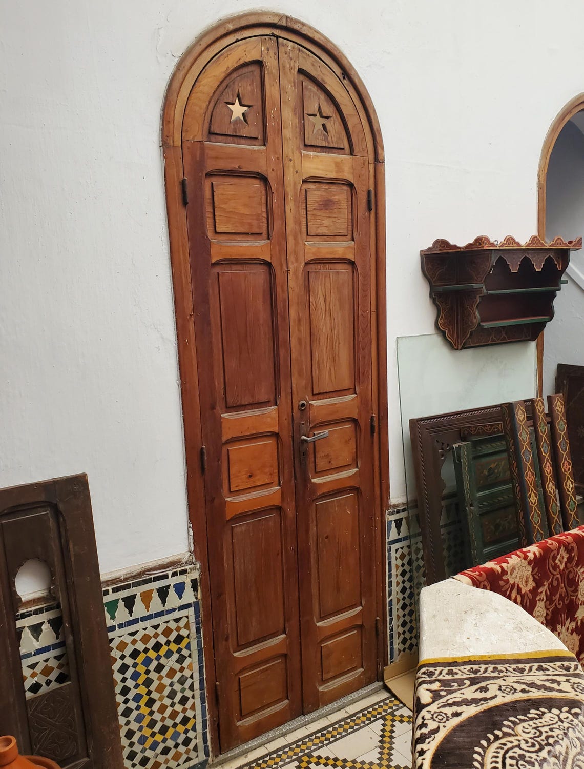 1970s Double Panel Arched Moroccan Riad Wooden Door - Etsy