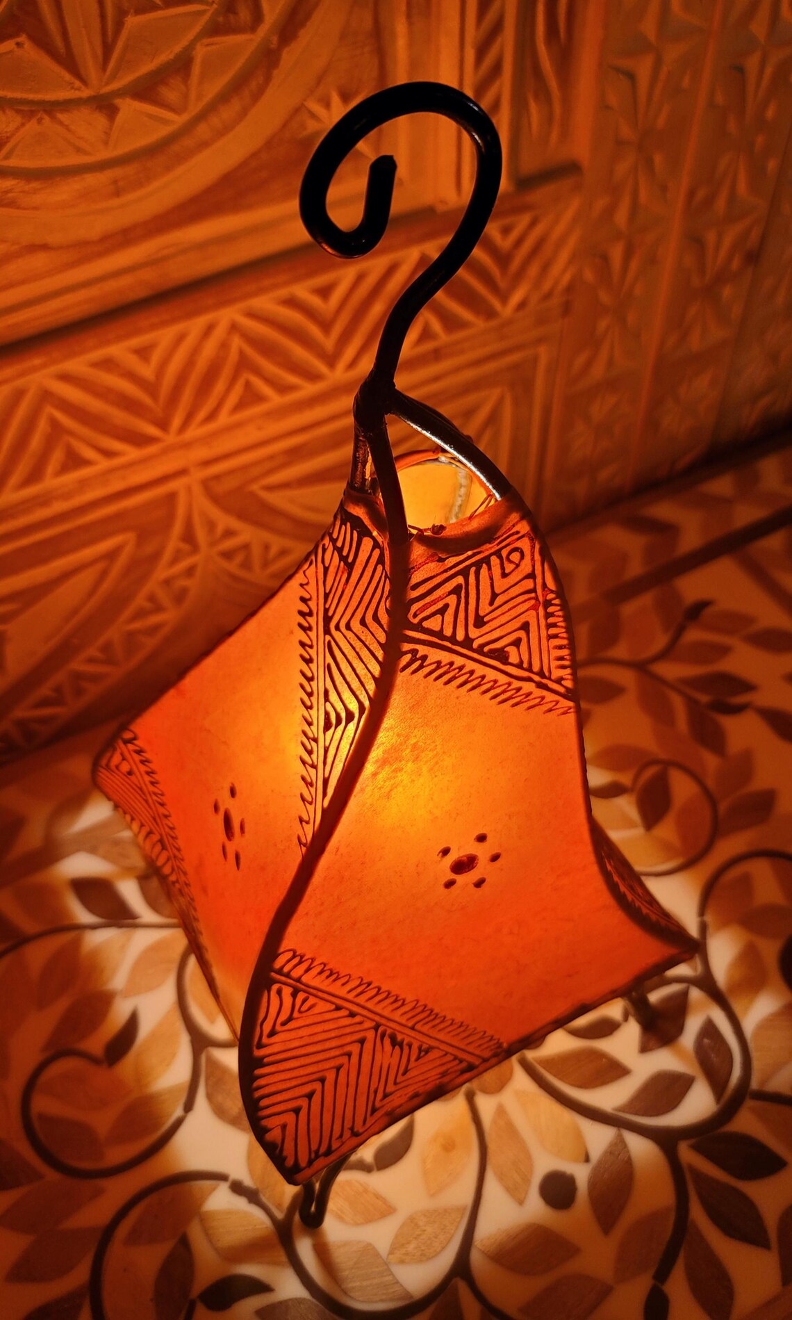 14 Orange Moroccan Goat Skin / Henna Lamp - Etsy