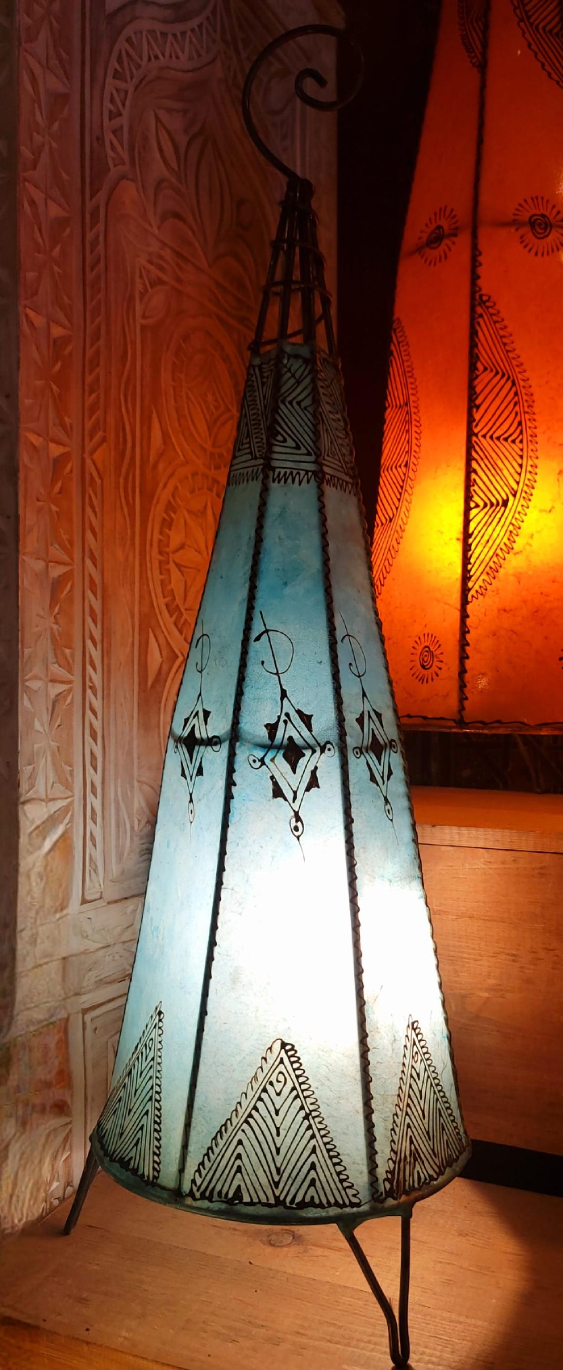 27 Turquoise Moroccan Goat Skin / Henna Lamp - Etsy