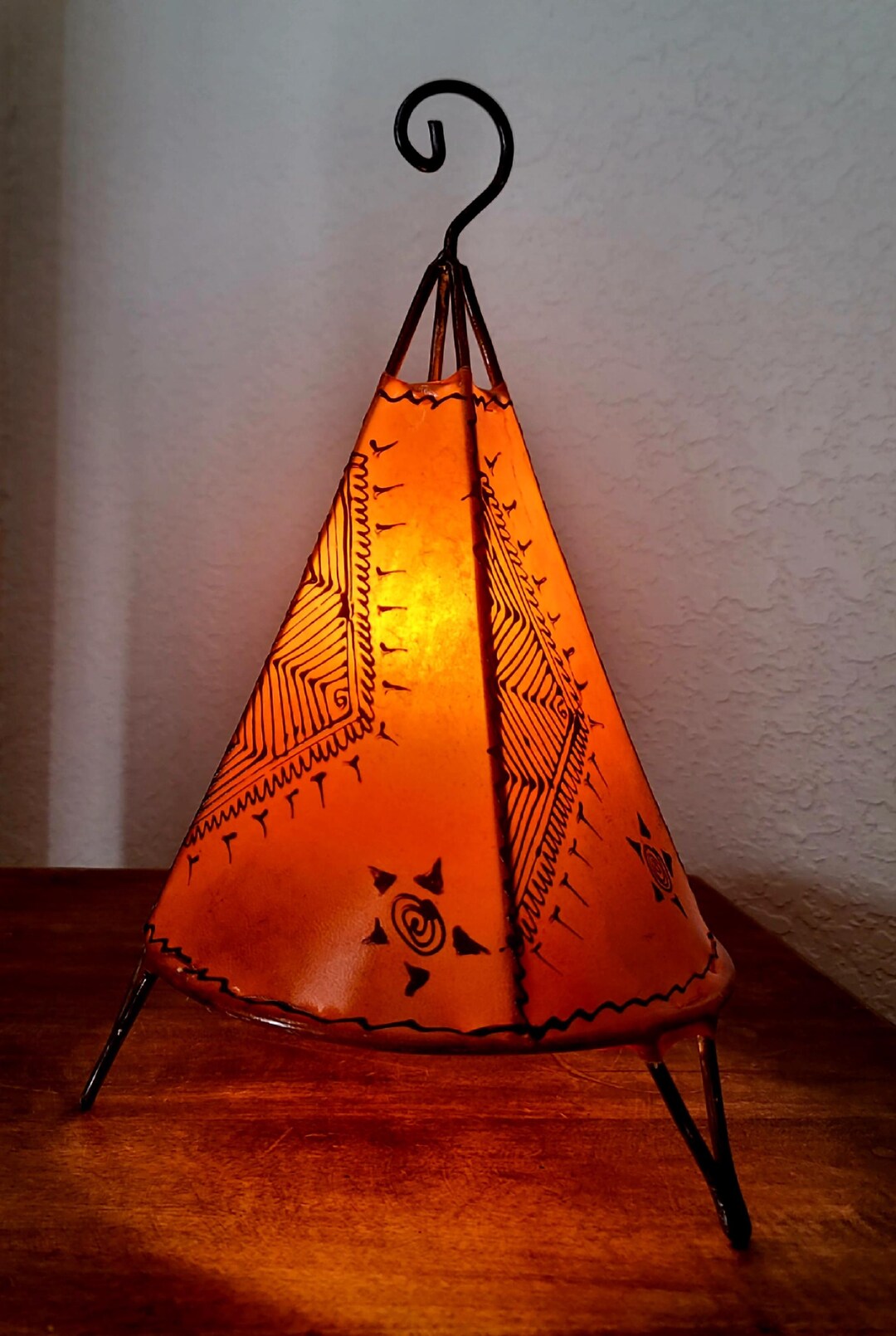 14" Orange Moroccan Goat Skin / Henna Lamp - Etsy