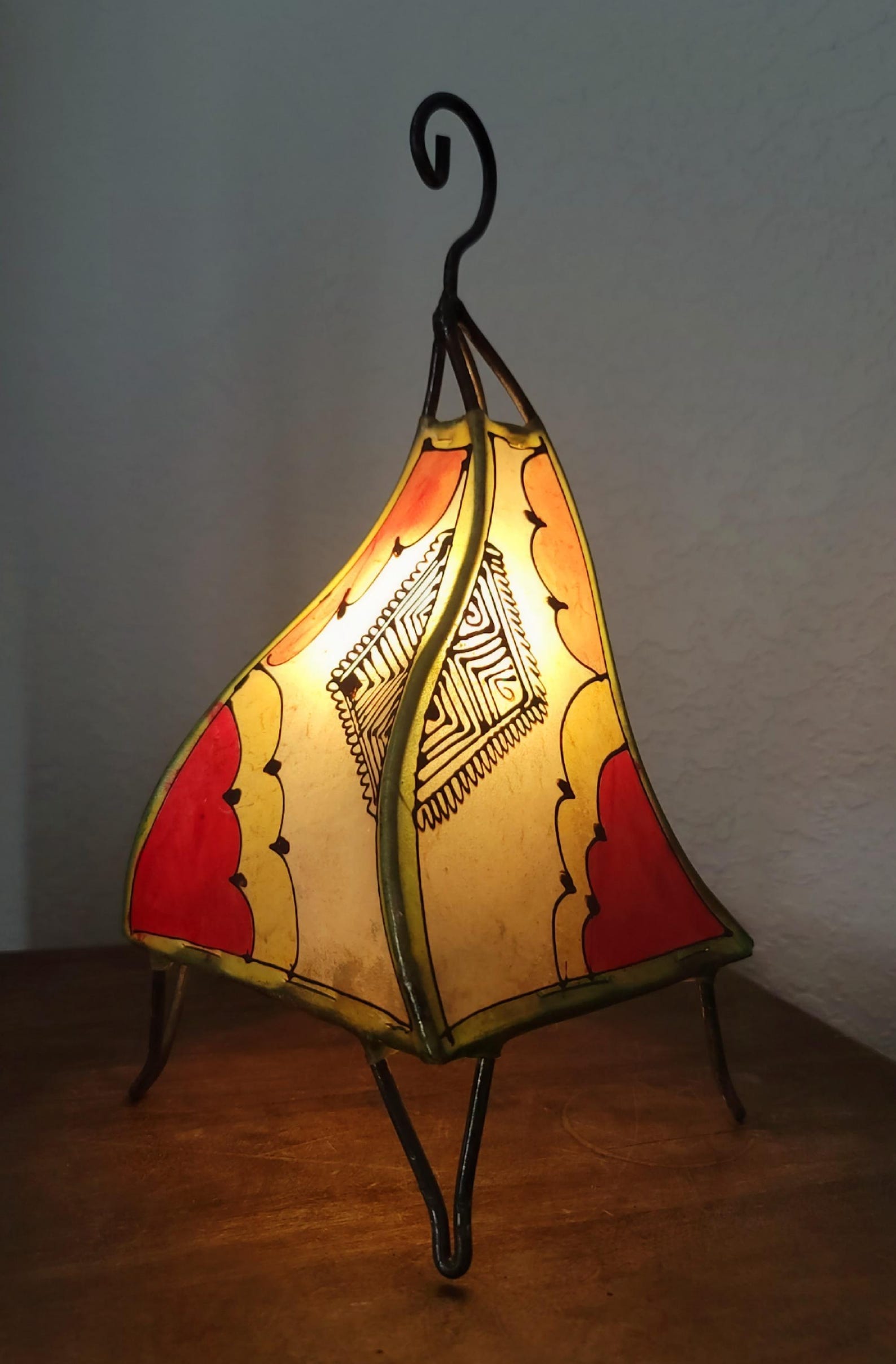 14" Multicolor Moroccan Goat Skin / Henna Lamp - Etsy