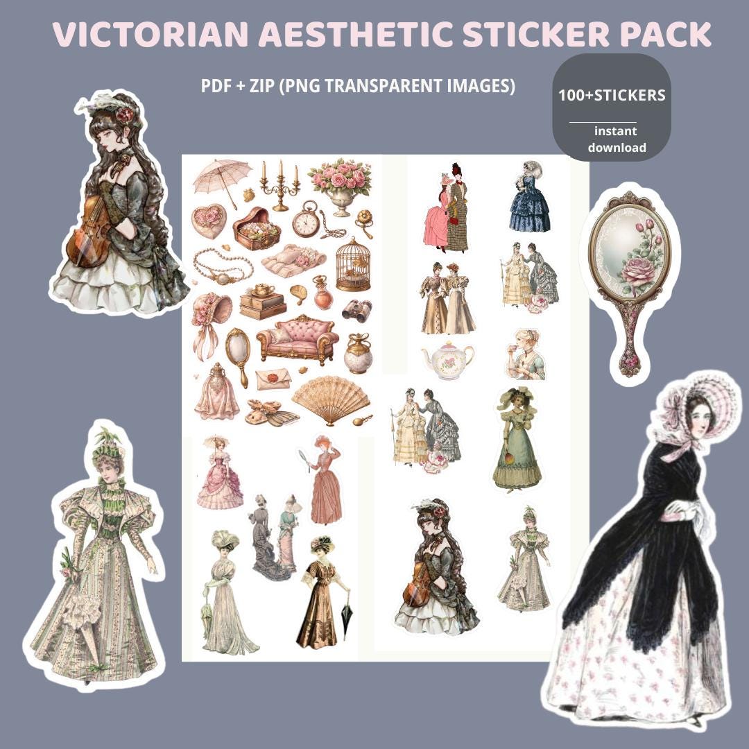 Victorian Ephemera Sticker Pack – Antique Floral Scrapbook Stickers ...
