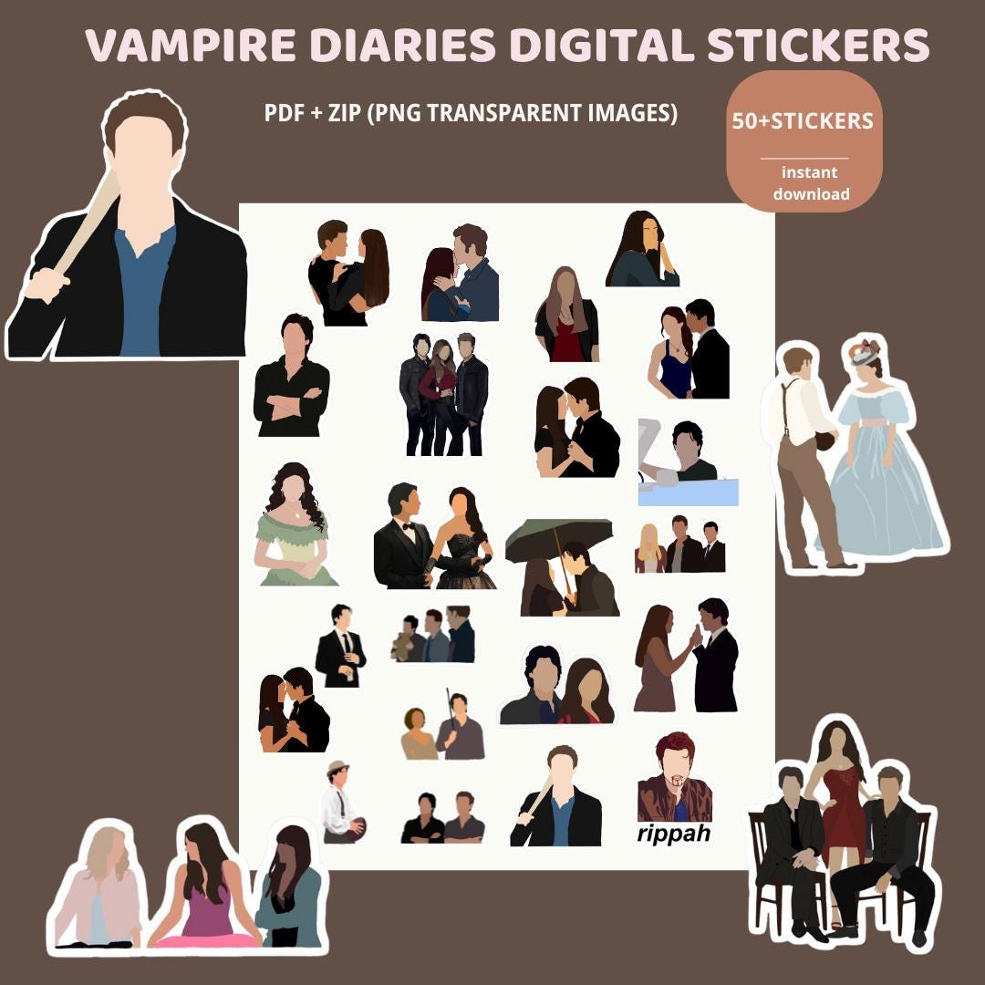 Vampire Stickers | TVD Character Digital Stickers | ZIP File - Etsy