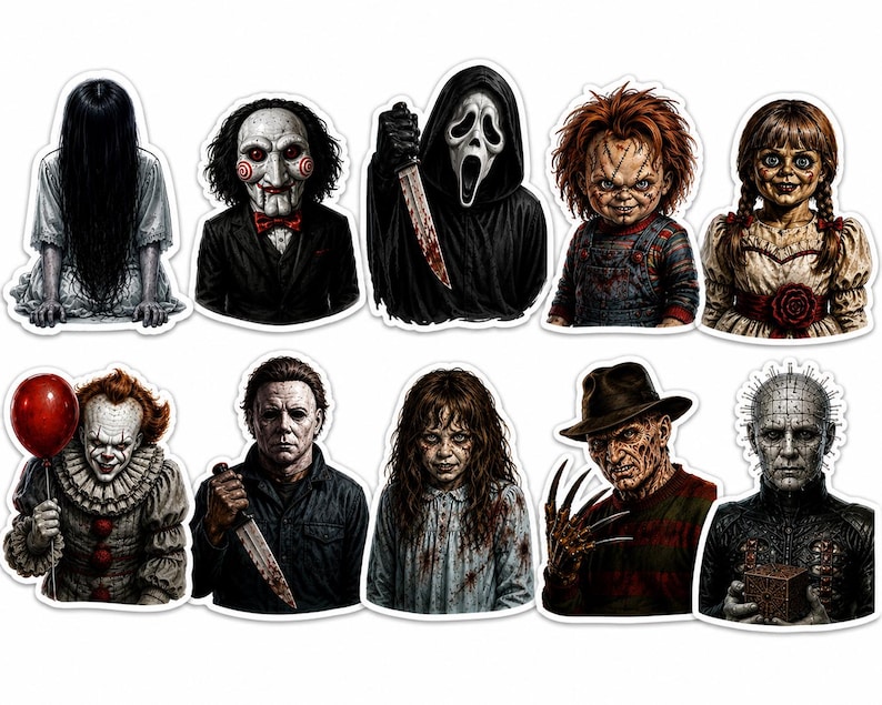 Horror Movie Icons PNG Bundle | Semi-realistic Digital Clipart H ...