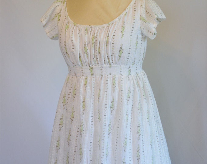 Regency Dress White Roses Sheer Summer Ruffled Jane Austen - Etsy
