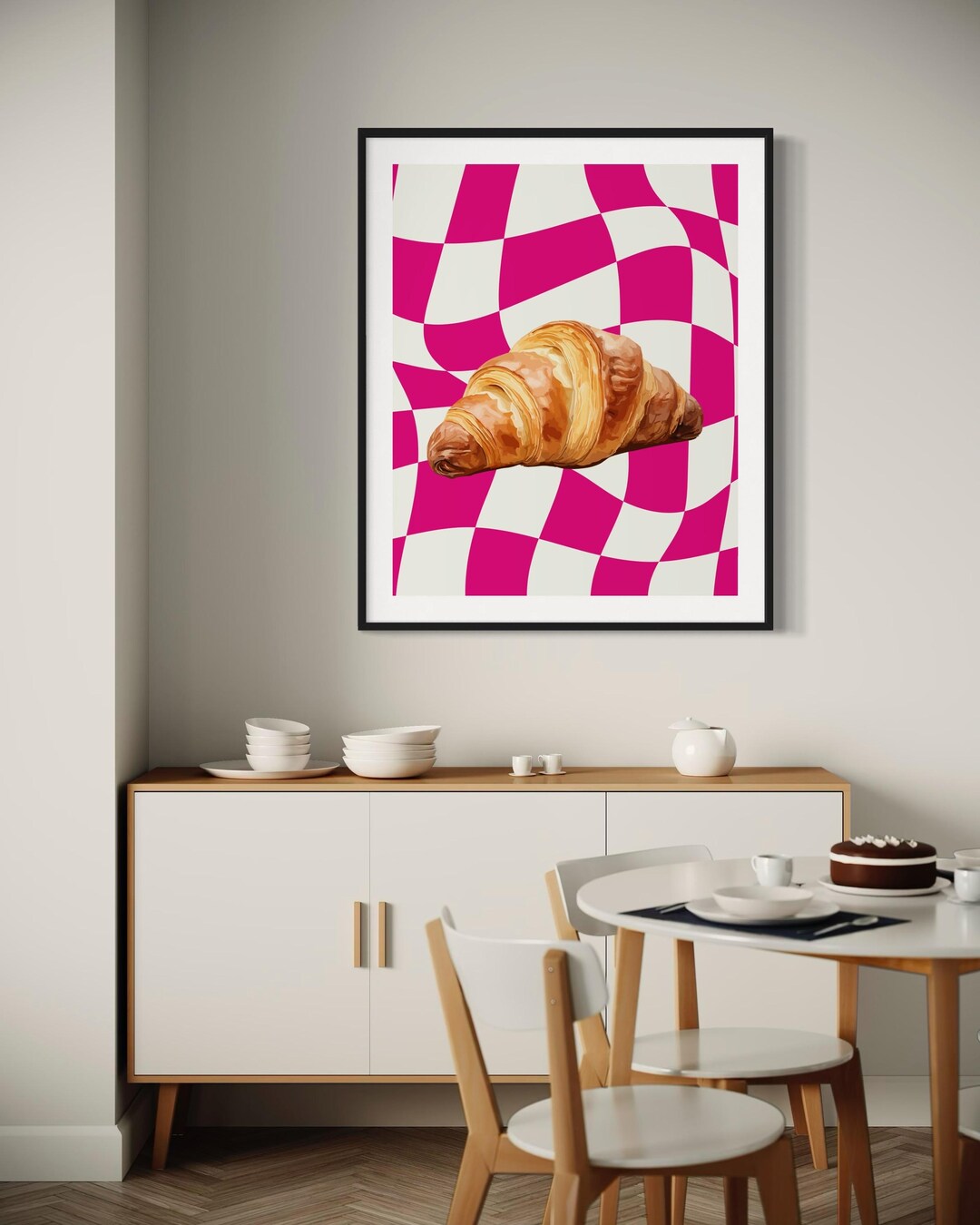 Croissant Wall Art Print, Kitchen Wall Art, Trendy Decor, Food Print ...