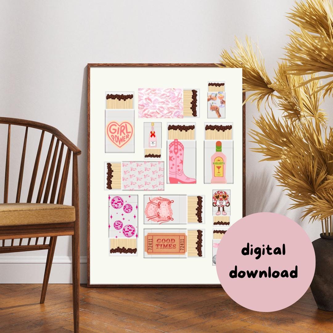 Matchstick Wall Art, Trendy Matchstick Poster, Retro Decor Poster ...