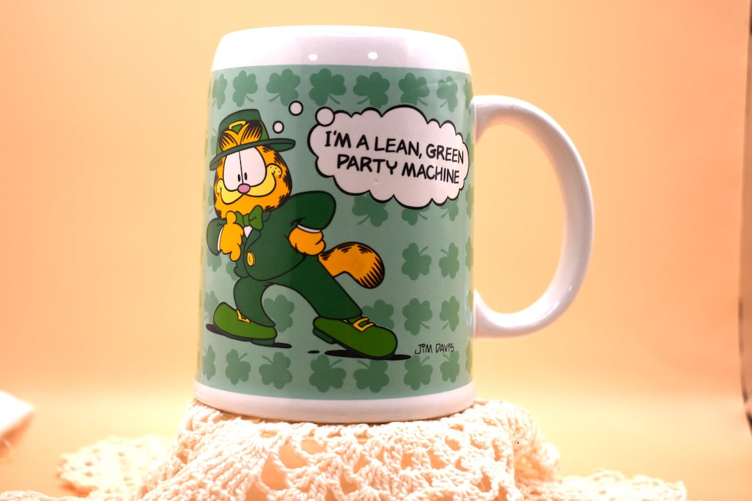 Vintage Garfield Mug "i'm a Lean Mean Green Party Machine" - Etsy