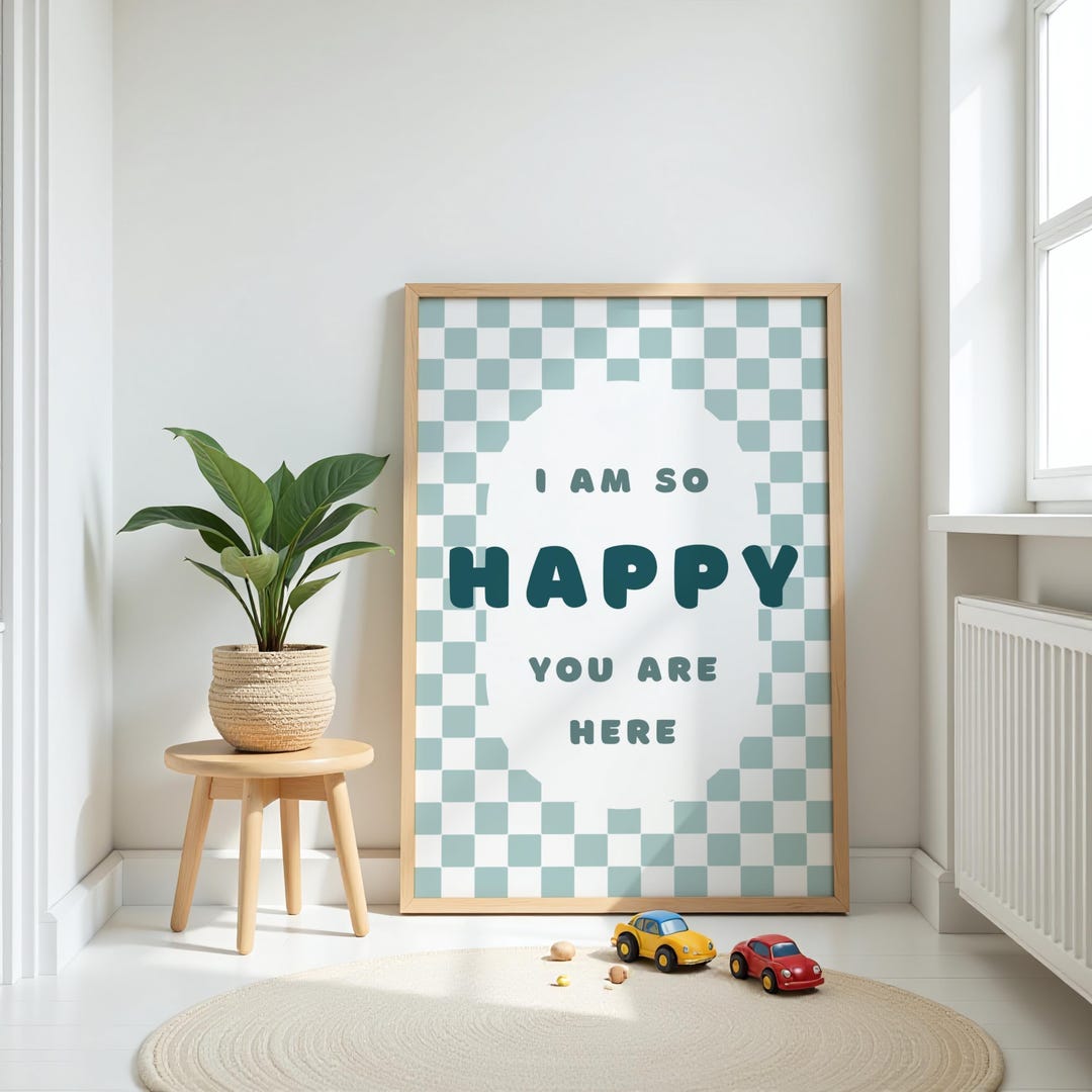 Positive Affirmation Classroom Art, Checkered Nursery Print, Gender ...
