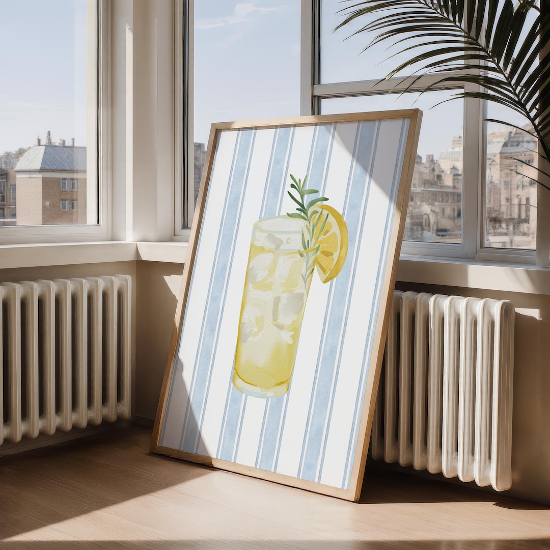 French Lemonade Wall Art | Citrus Kitchen Printable, Coastal Dining ...