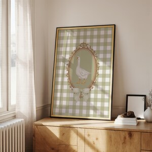 Vintage Goose Wall Art | Gingham Farmhouse Nursery Printable, Farm ...
