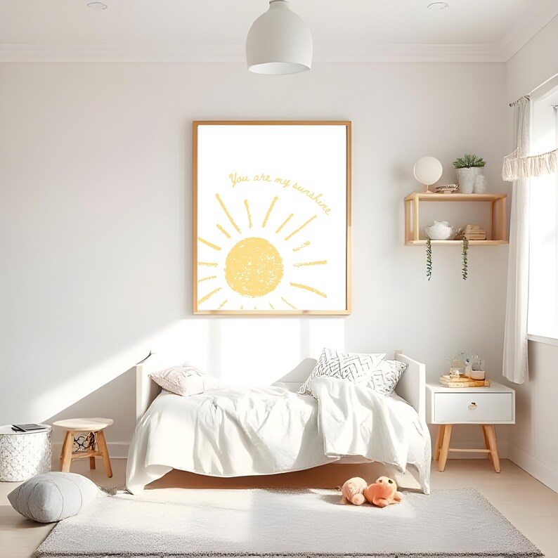 Printable Sunshine Wall Art, Pale Yellow Print, Kid Room Poster, Gender ...