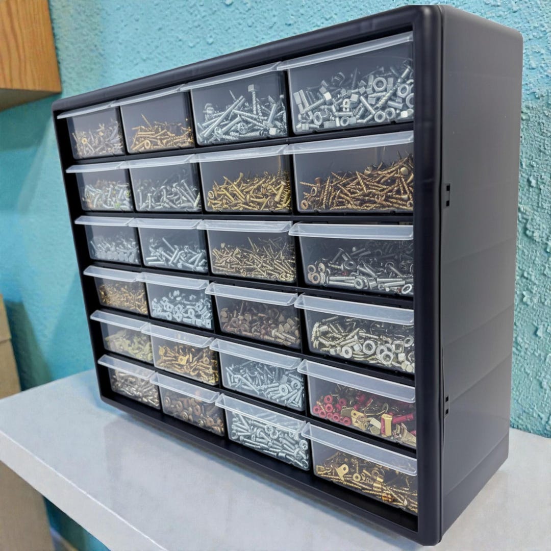 24-drawer Parts Organizer, Clear Plastic Storage Cabinet - Etsy