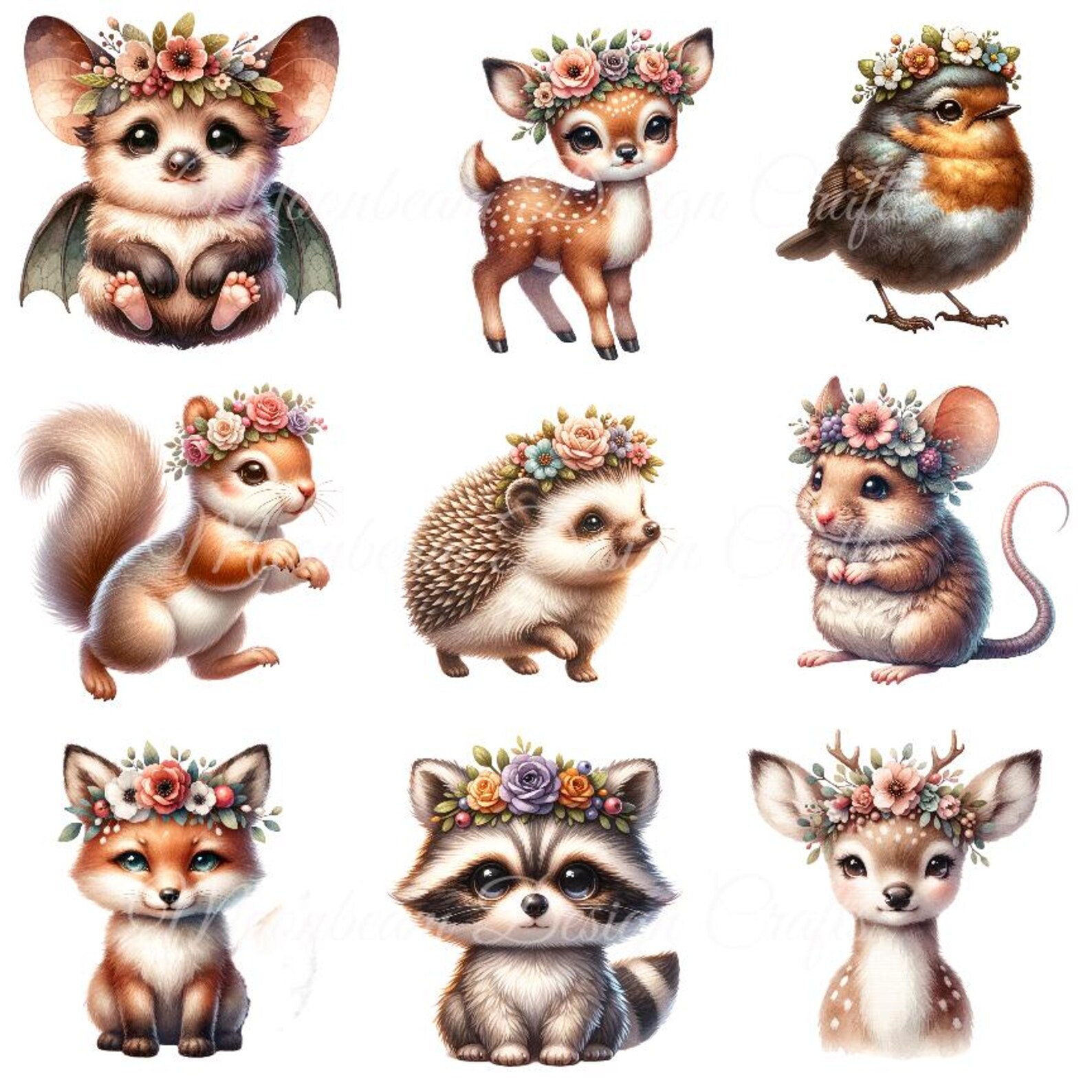 Woodland Animals Boho Clipart Bundle, Digital Download PNG SVG, Forest ...