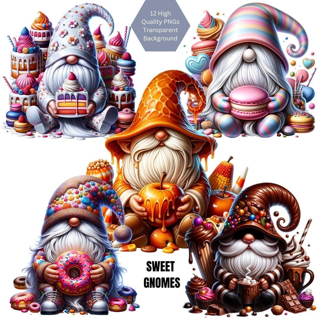 12 PNG Sweet Gnomes Clipart Cute Gnomes, Sweet Gnome Bundle, Gnome ...