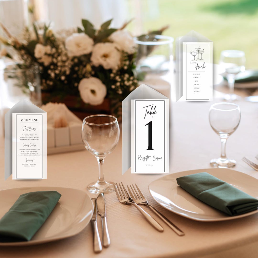 Editable Trifold Wedding Table, Menu, Drinks Sign, Event Template for ...