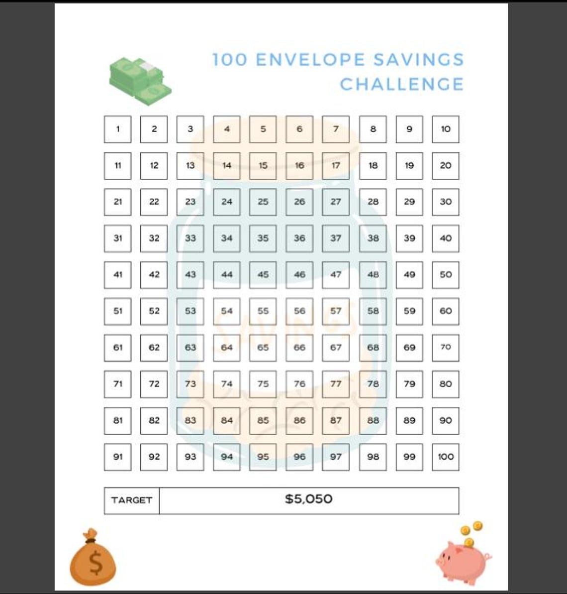 100 Envelope Savings Challenge Printable/ Template for Goodnotes on ...