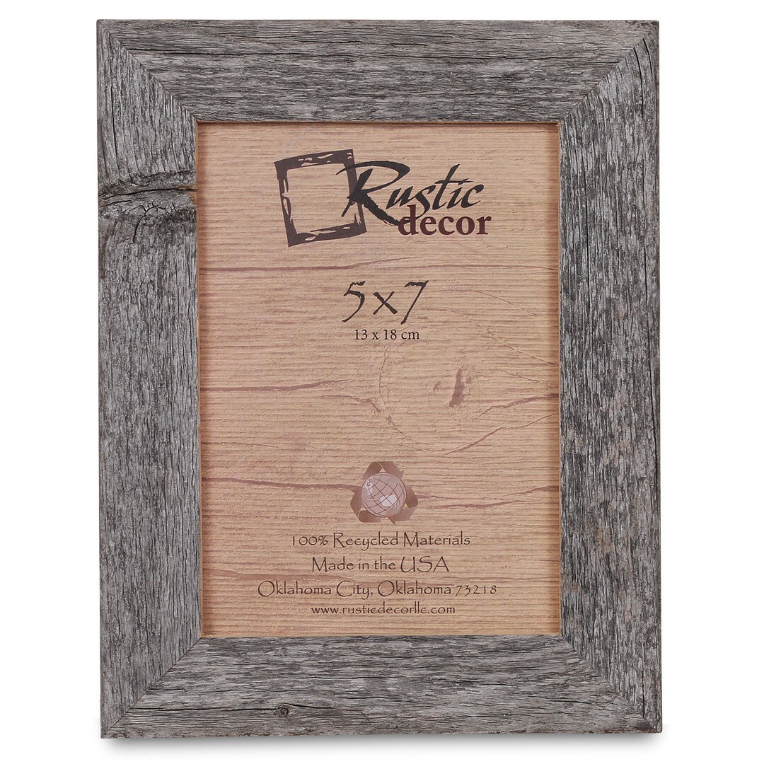 5x7 - 1.5" Rustic Reclaimed Barn Wood Standard Photo Frame (w/easel ...
