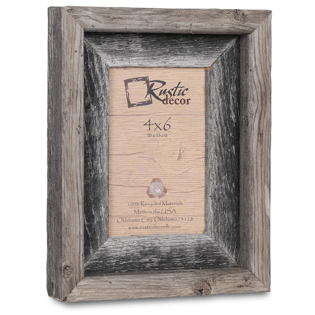 4x6 - 2" Rustic Reclaimed Barn Wood Signature Photo Frame (w/easel Back ...